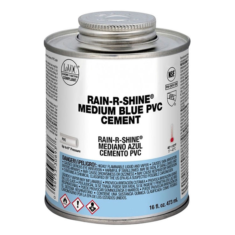 Oatey 30893 Rain-R-Shine Medium Blue PVC Cement, Pint | PlumbersStock