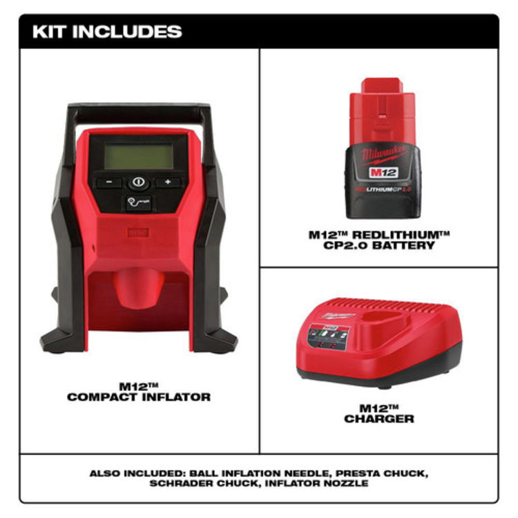 Milwaukee 2475-21CP M12 Compact Inflator Kit (2 Ah) | PlumbersStock