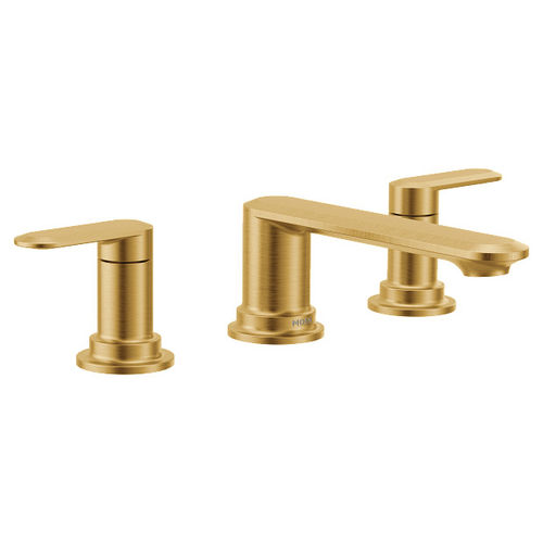 Moen Greenfield Two Lever Handle High Arc Brushed Gold Roman Tub Faucet ...